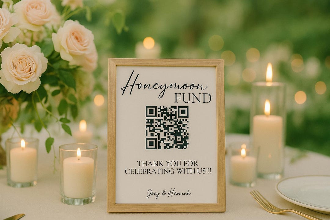 Honeymoon Fund QR Code Signage for Wedding Guests - Physical Print on ...