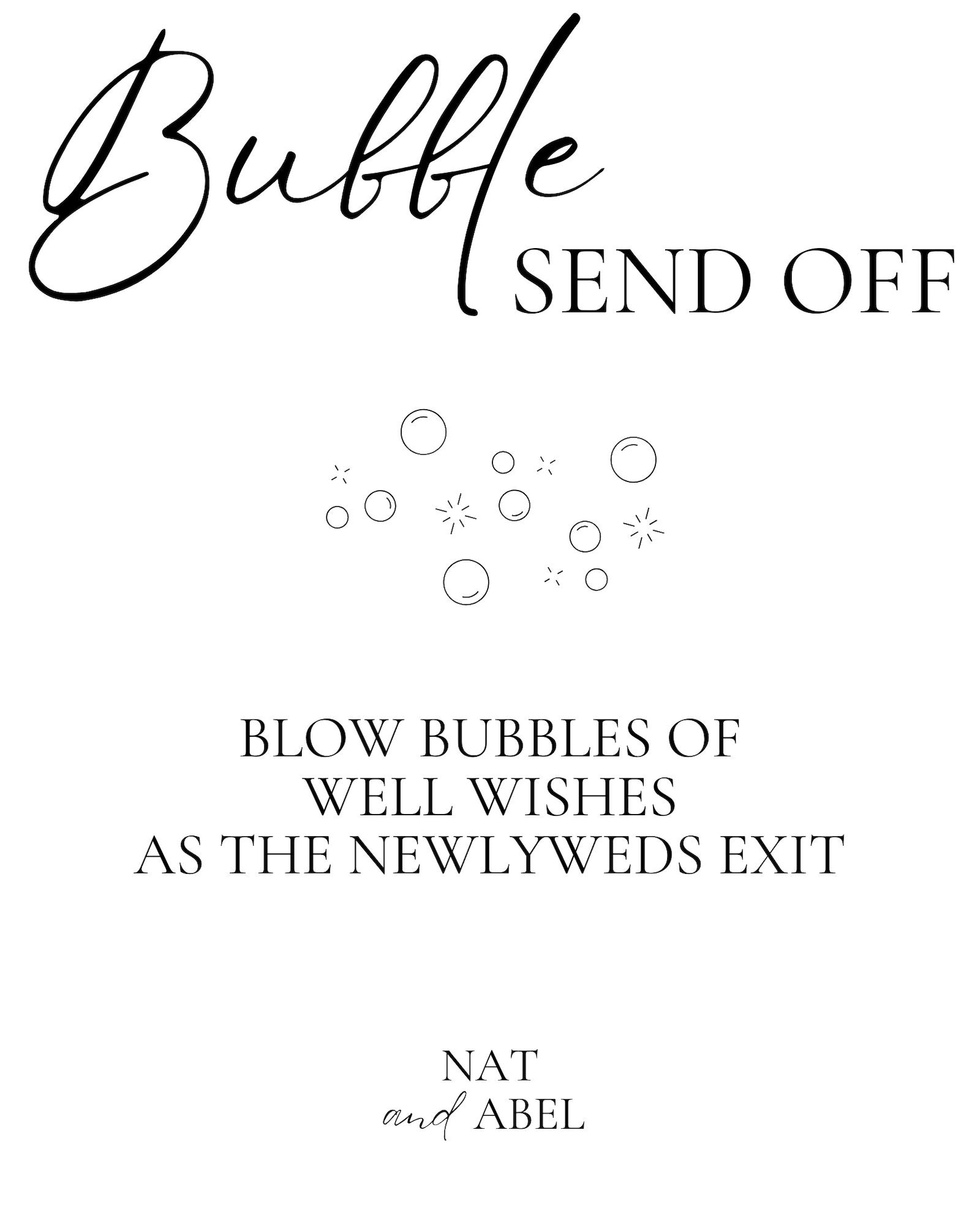 Bubble Send off Wedding Sign | Bubble Exit Sign for Newlyweds | Printed ...