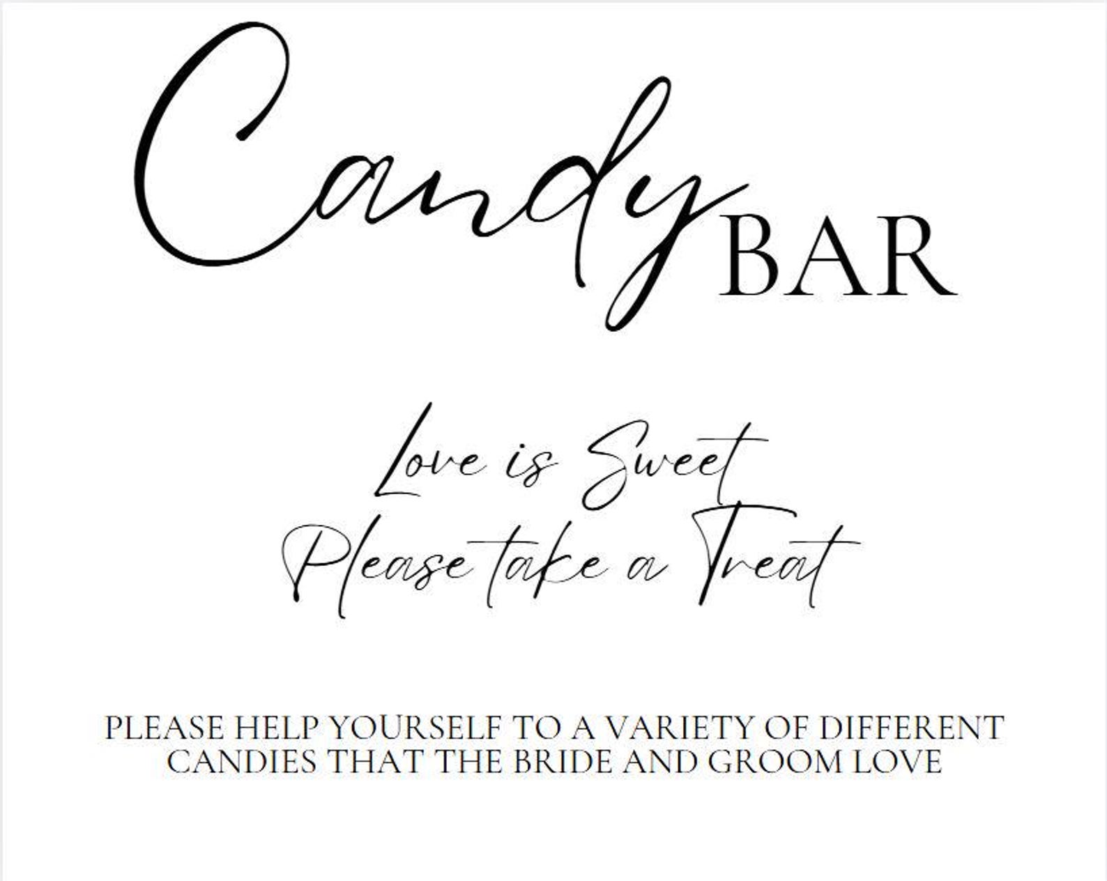 Candy Bar Signage - Physical Print on CARDSTOCK - Etsy