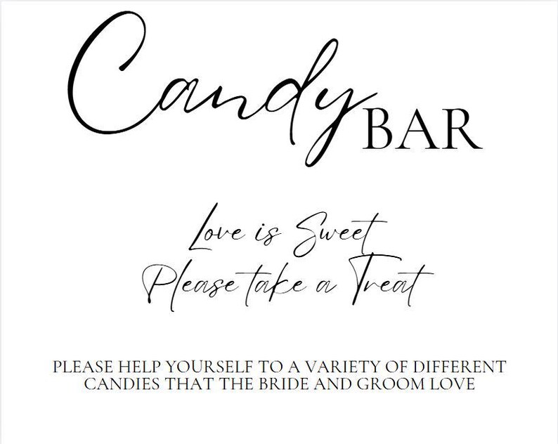 Candy Bar Signage - Physical Print on CARDSTOCK - Etsy