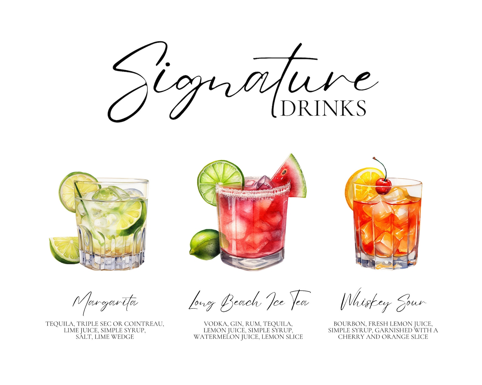Printed Signature Drink Sign (2 Sizes)- PHYSICAL PRINTED SIGNAGE ...