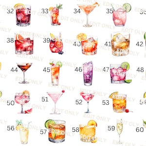 Cocktail Stickers for a DIY Wedding Bar Sign, Signature Drinks Stickers ...