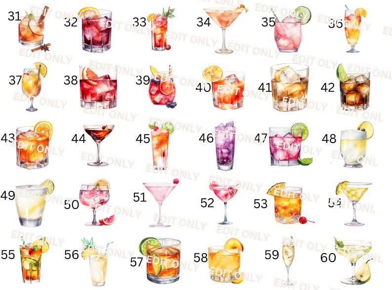 Cocktail Stickers for a DIY Wedding Bar Sign, Signature Drinks Stickers ...