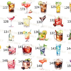 Cocktail Stickers for a DIY Wedding Bar Sign, Signature Drinks Stickers ...