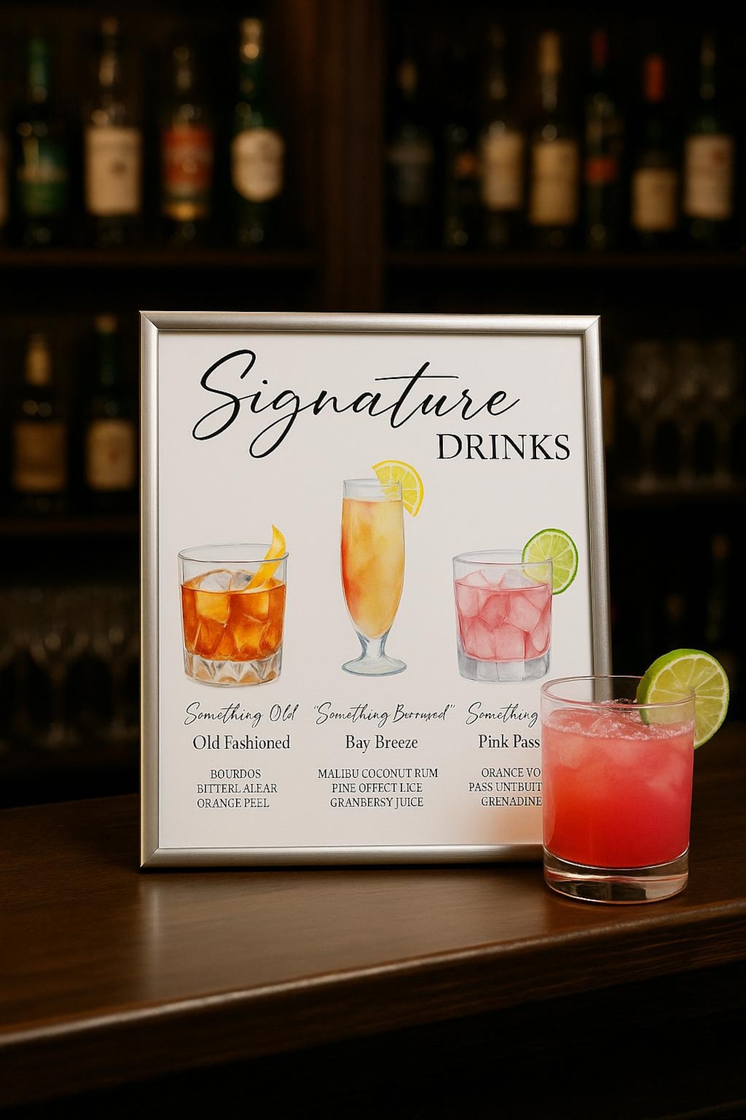Printed Signature Drink Sign (2 Sizes)- PHYSICAL PRINTED SIGNAGE ...