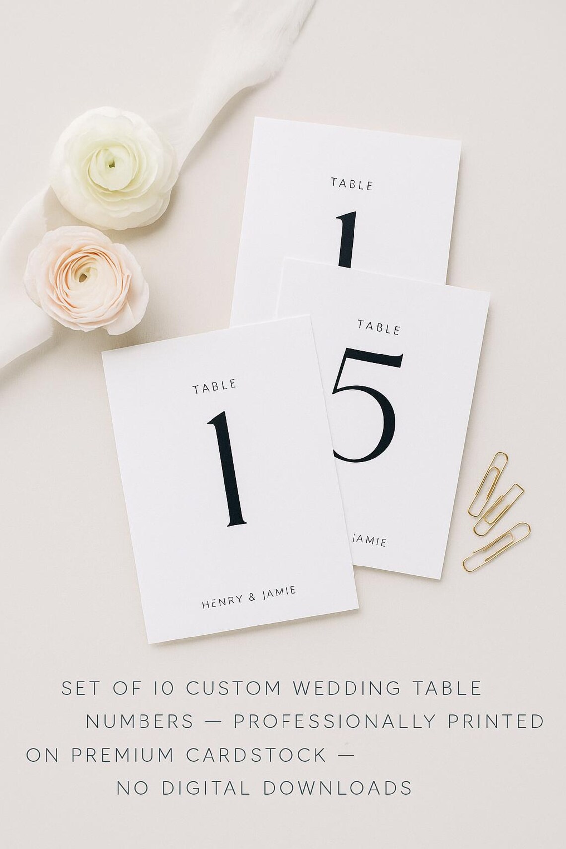 Elegant Printed Wedding Table Numbers – Customizable With Couple's ...