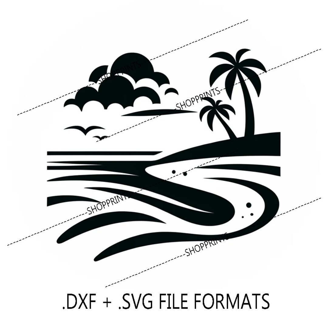 Beach Scene SVG & DXF - Etsy