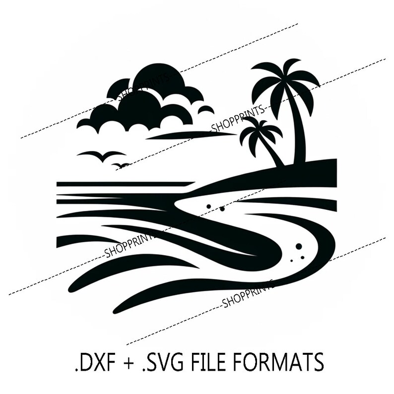 Beach Scene SVG & DXF - Etsy
