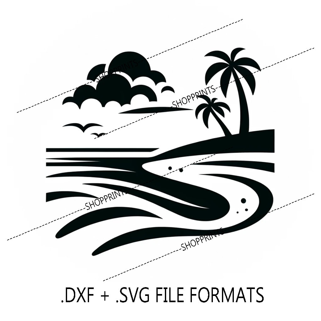 Beach Scene SVG & DXF - Etsy