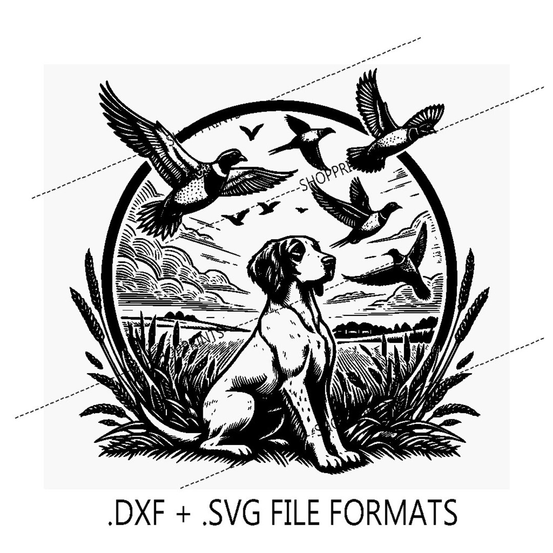 Hunting Dog Scene SVG & DXF Digital File - Etsy