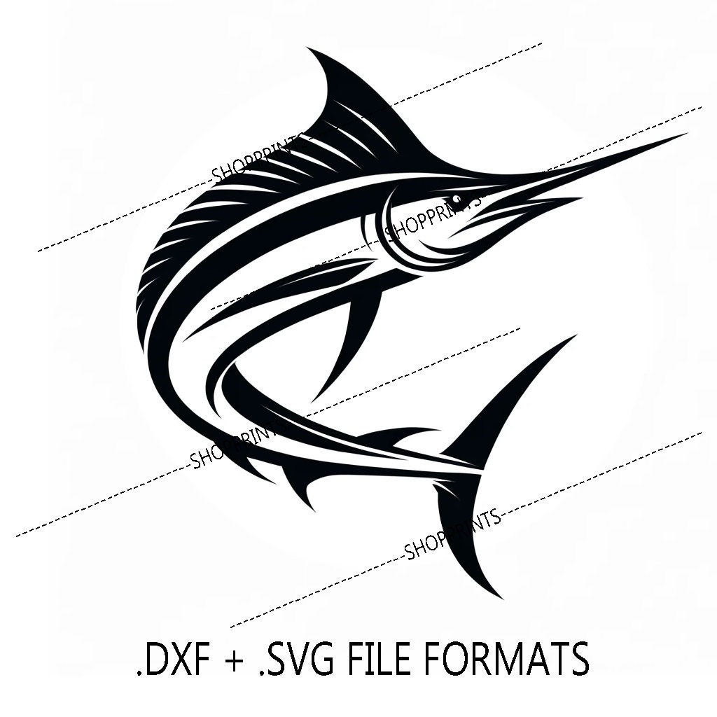 Marlin Fish SVG & DXF - Etsy