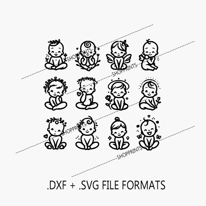 Batch Baby 12 Cute Little Babies SVG & DXF Digital File - Etsy
