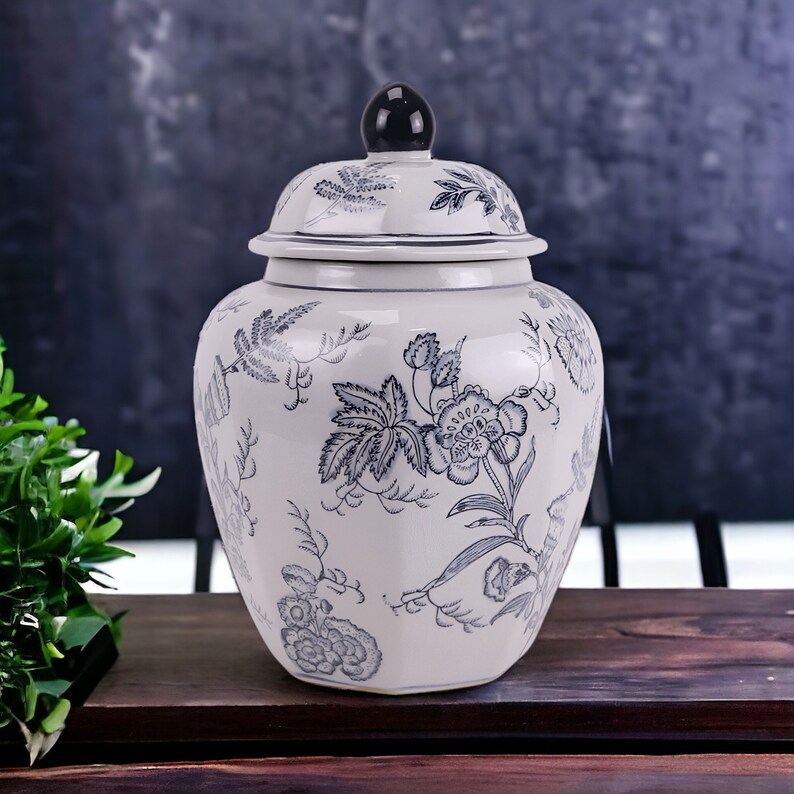 Blue and White Porcelain Ginger Jar With Lid Chinese Antique Airtight ...