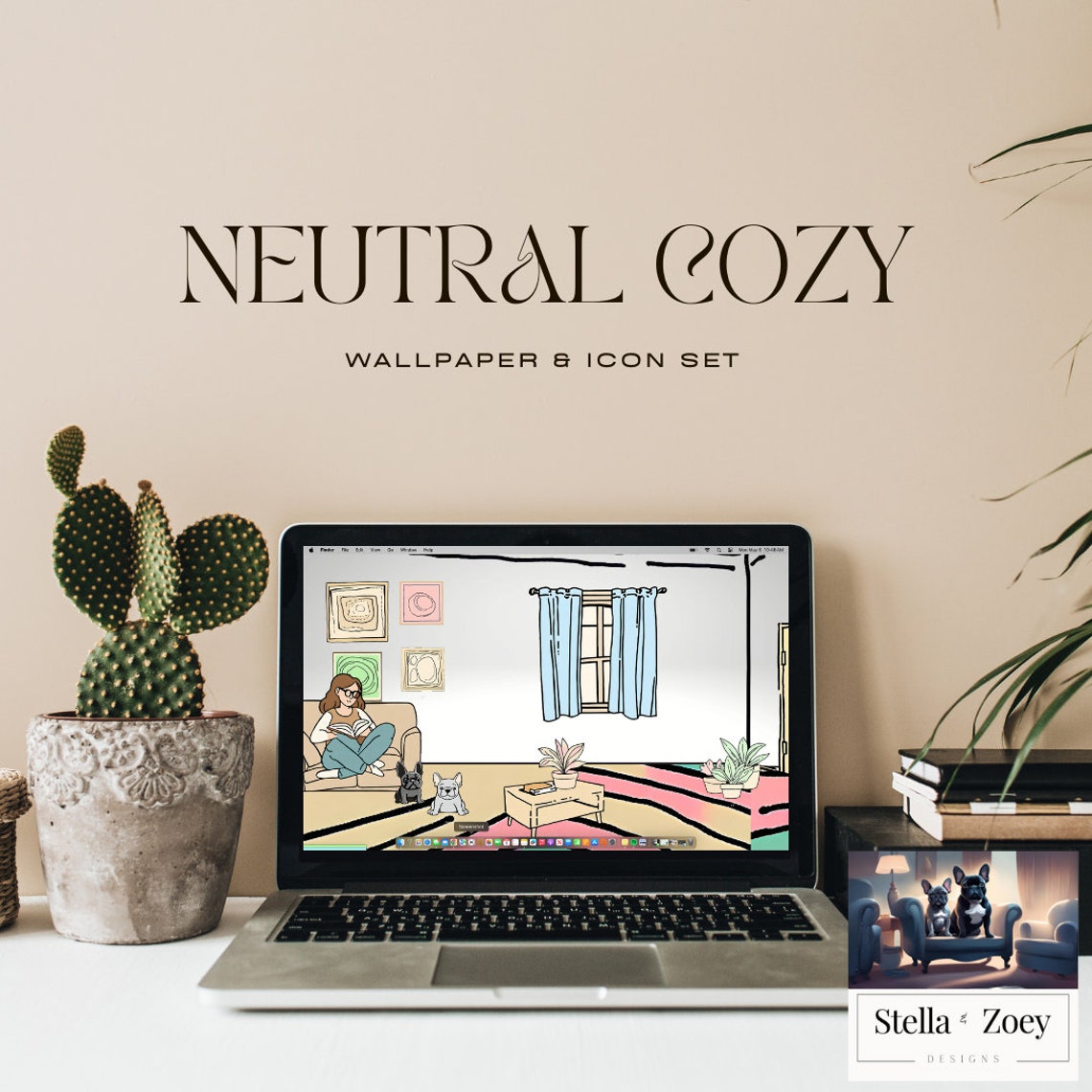 Neutral Cozy Desktop Wallpaper & Icons - Etsy