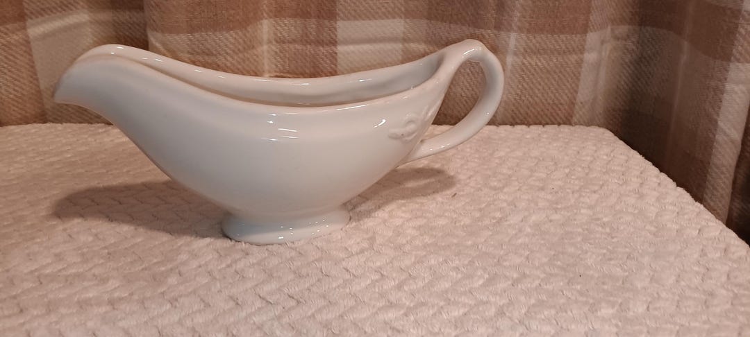 Antique 1930's Hall Pottery Gravy Boat-white Ironstone - Etsy