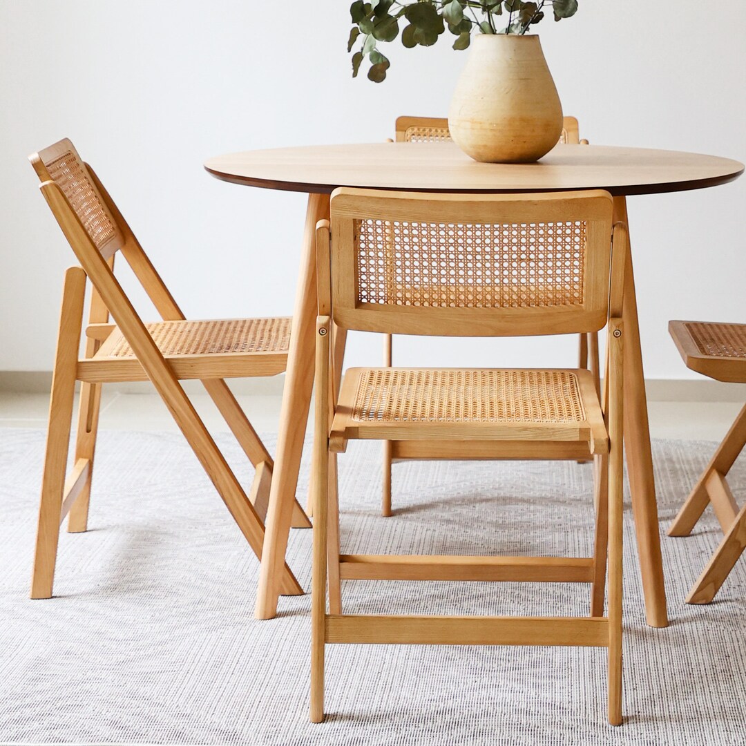 Vintage Trend FSC® Handwoven Viennese Rattan Folding Chair Ash Wood ...