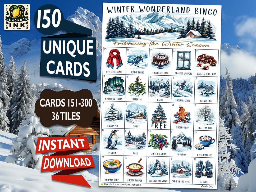Winter Wonderland Bingo: Winter Season With 150 Unique Printable Cards ...