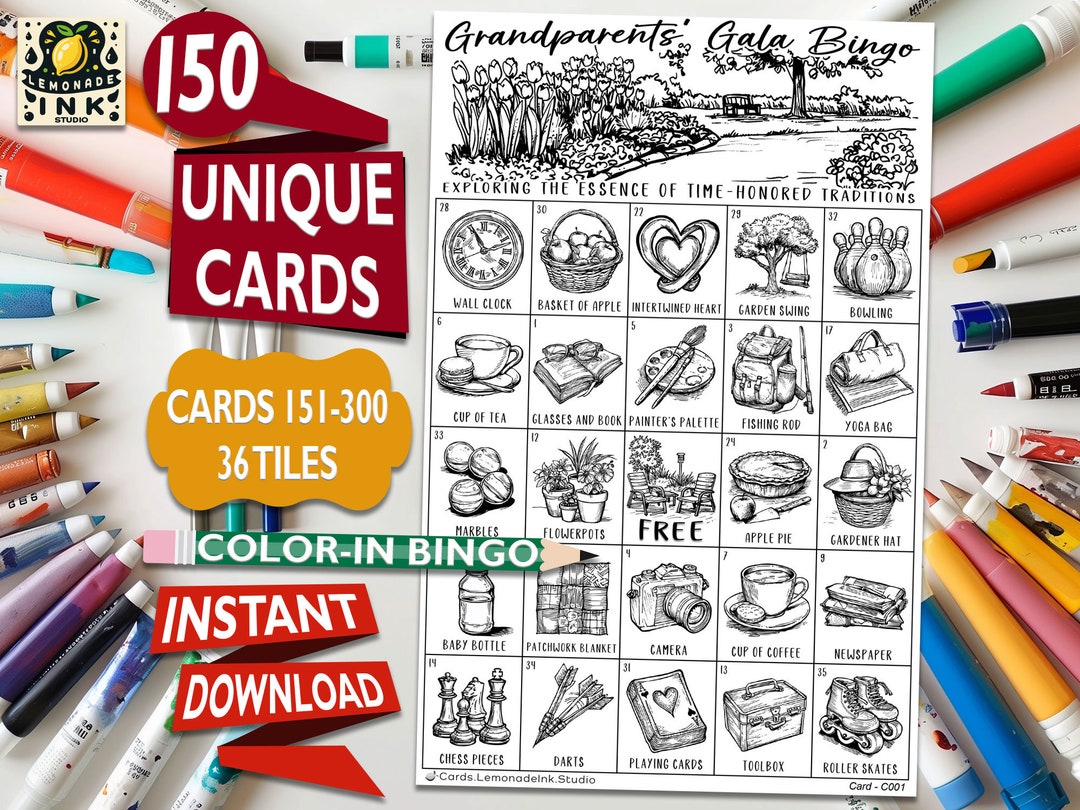 Grandparents' Gala Bingo: Color-in With 150 Unique Printable Cards ...
