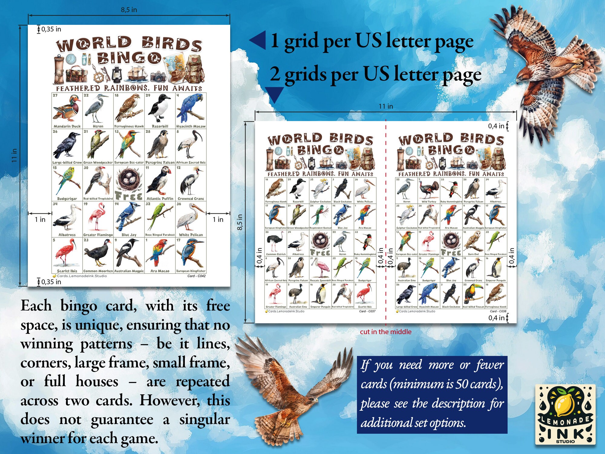 World Birds Bingo: Feathered Rainbows With 150 Unique Printable Cards ...