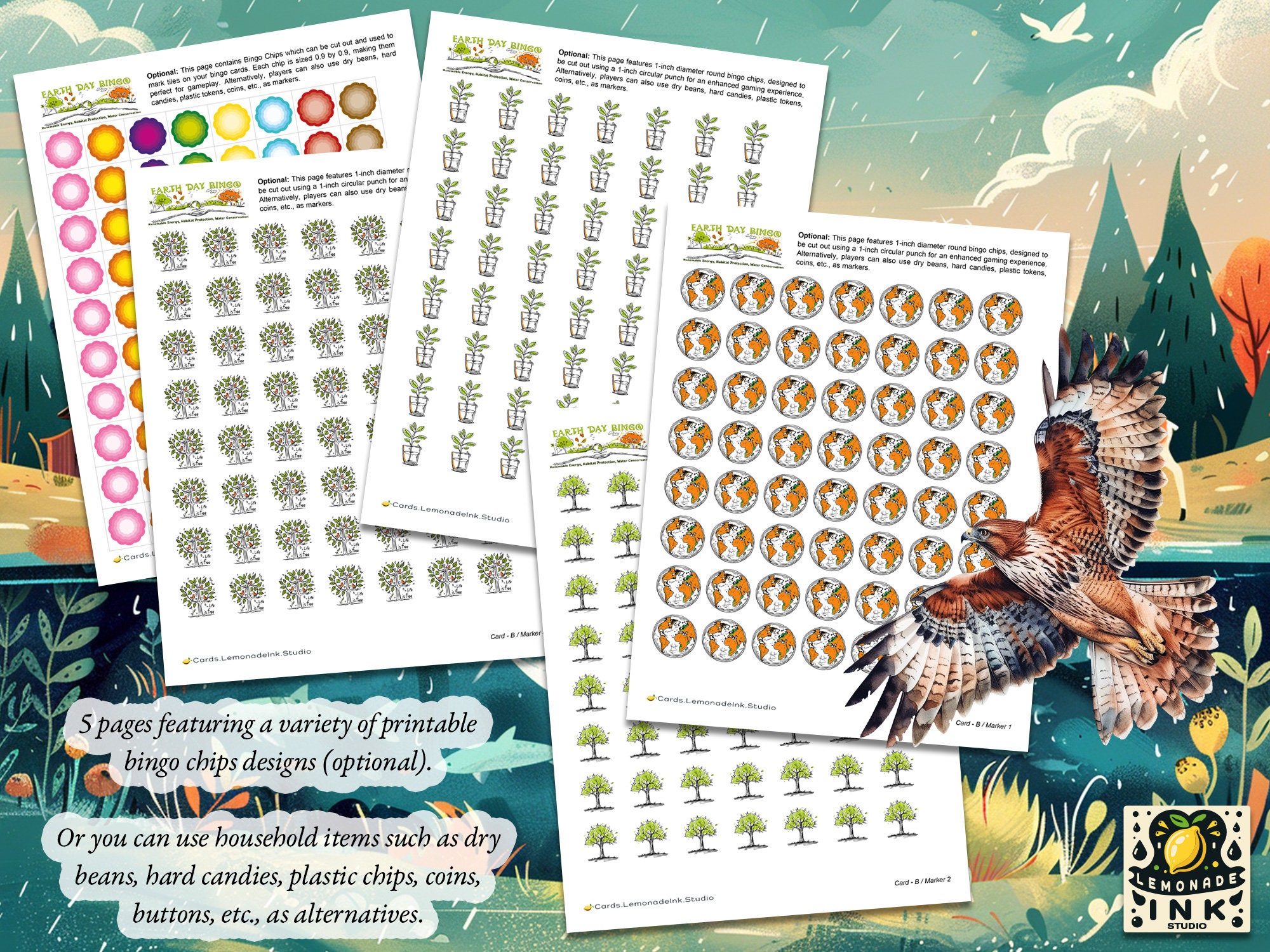 Eco-bingo for Earth Day: Green Harmony With 50 Unique Printable Cards ...