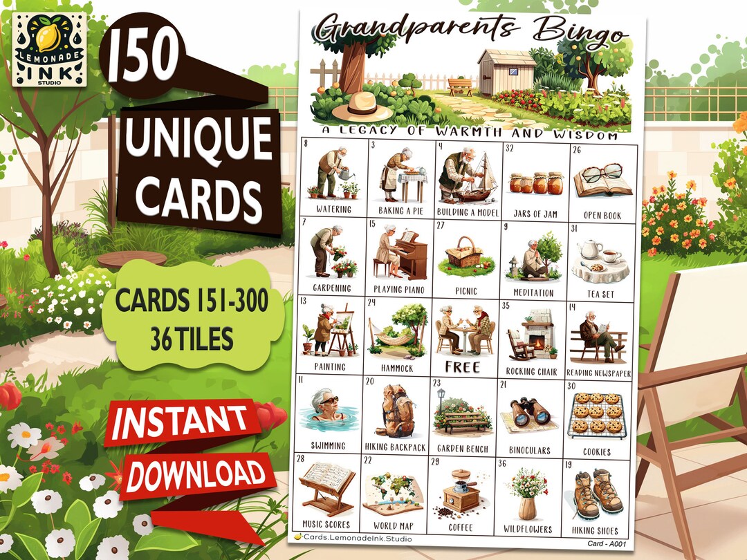 Grandparents Bingo: for Every Generation With 150 Unique Printable ...