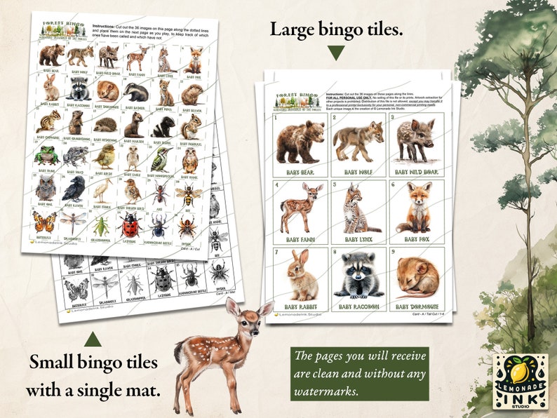Forest Bingo: 50 Unique Printable Cards of Miniature Treasures of the ...