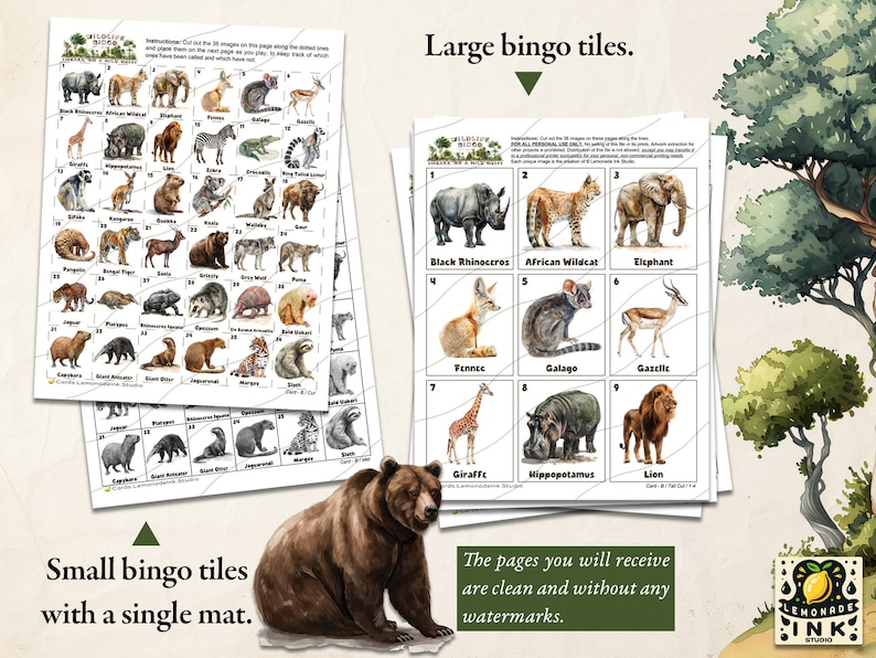 Wildlife Bingo: Embark on a Wild Quest With 50 Unique Printable Cards ...