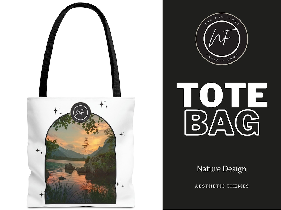 Nature Design Tote Bag, Botanical Print Handbag, Eco-friendly Market ...