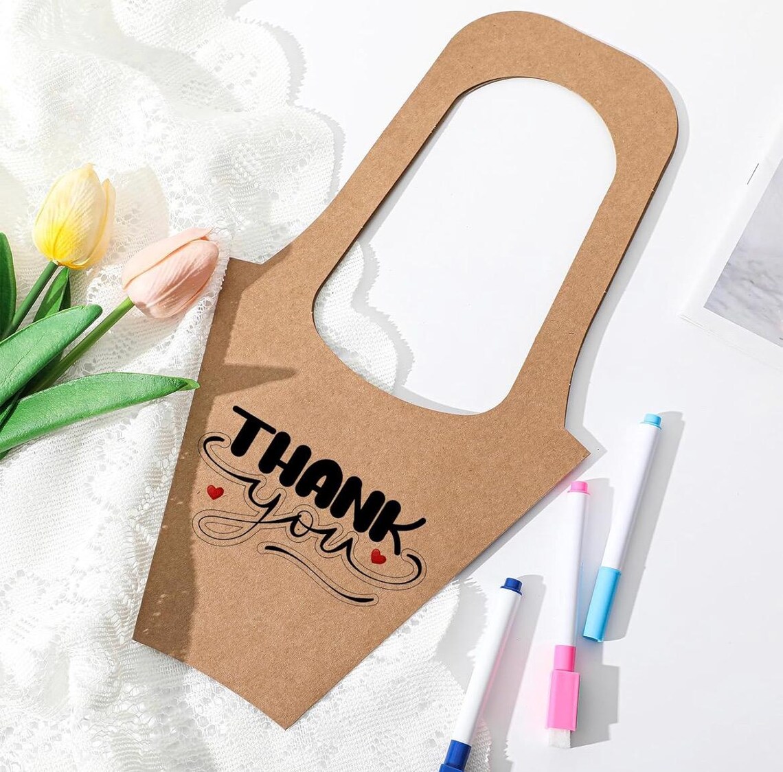 Digital Kraft Paper Flower Holder |PNG for Design Space | Gift Bag ...