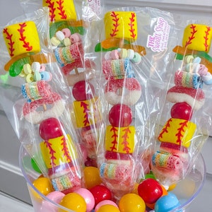 10+ XL Softball Baseball Custom Candy Kabobs, Kids Softball Party ...