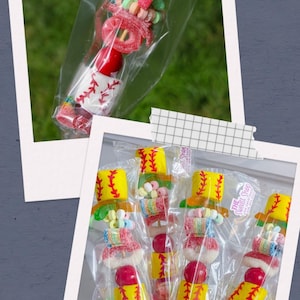 10+ XL Softball Baseball Custom Candy Kabobs, Kids Softball Party ...