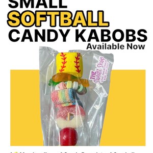 15+ Small Softball Custom Candy Kabobs, Kids Softball Party Favors ...