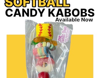 10+ XL Softball Baseball Custom Candy Kabobs, Kids Softball Party ...