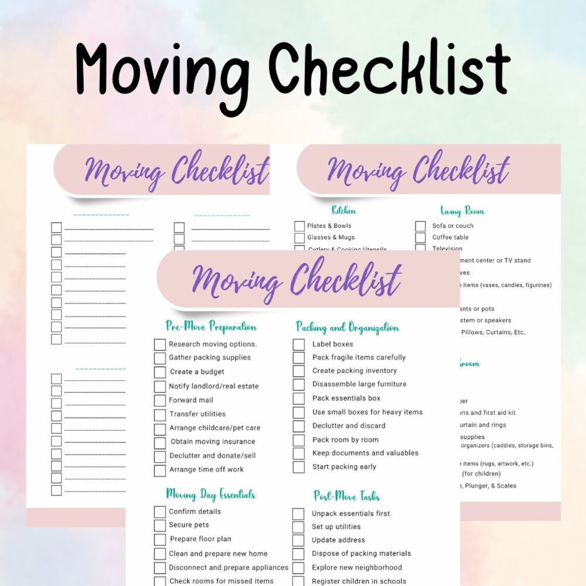 Printable Moving Checklist Instant Download for Organized Relocation ...