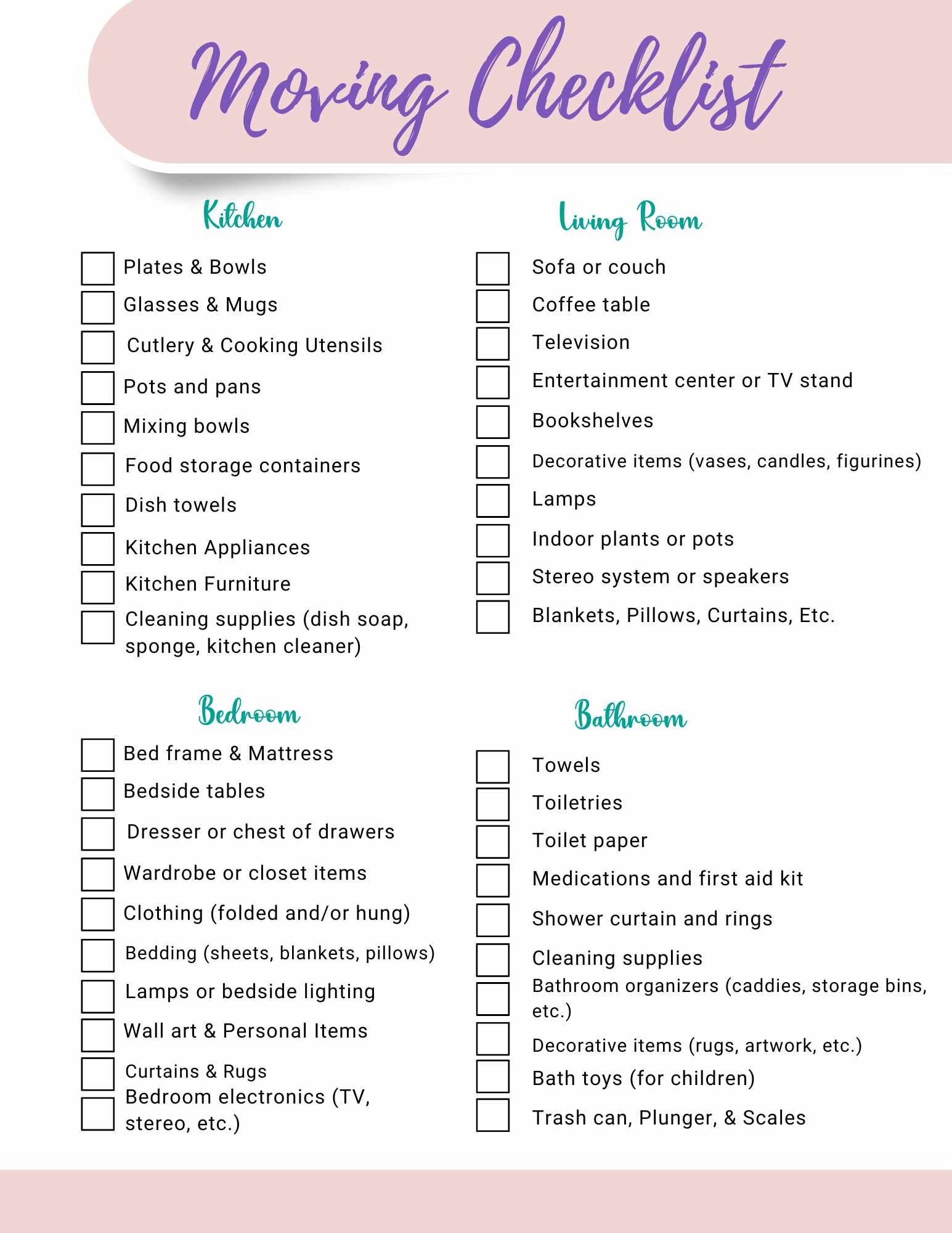 Printable Moving Checklist Instant Download for Organized Relocation ...