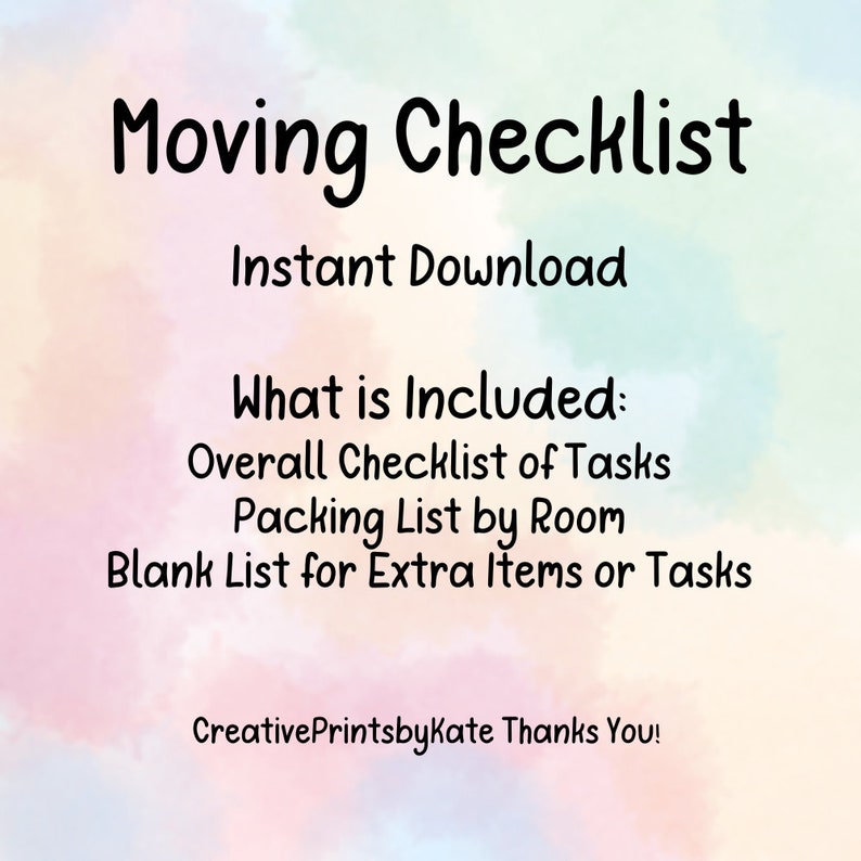 Printable Moving Checklist Instant Download for Organized Relocation ...