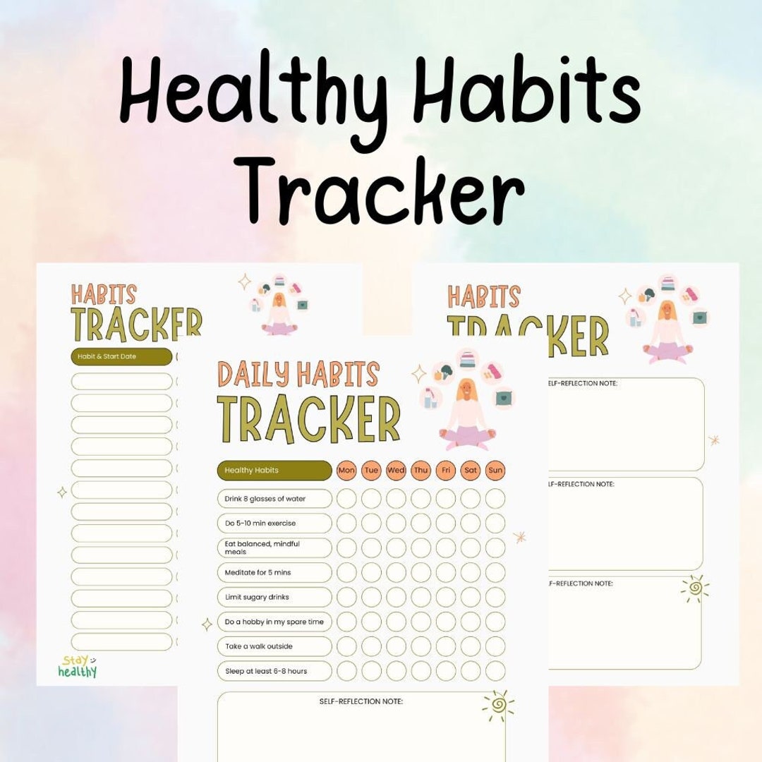 Printable Healthy Habits Tracker Instant Download PDF Self-reflection ...