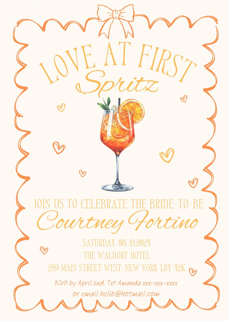 Aperol Spritz Bridal Shower Invitation - Etsy