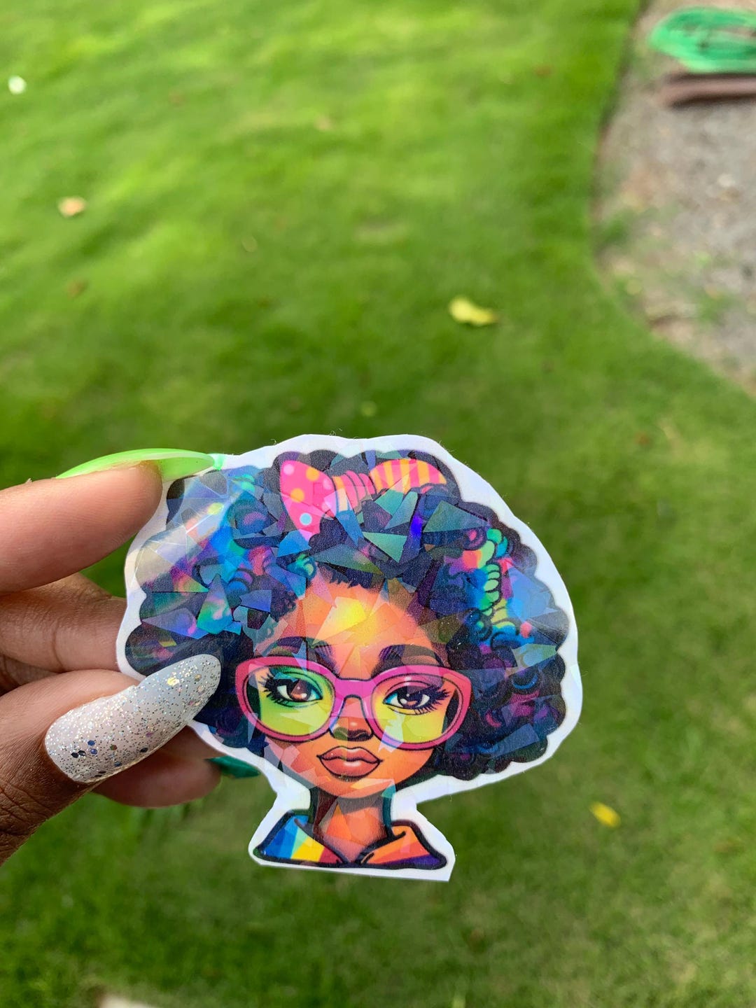 Afro Bow Baddie Sticker, Black Girl Sticker,black Woman Art,black Girl ...