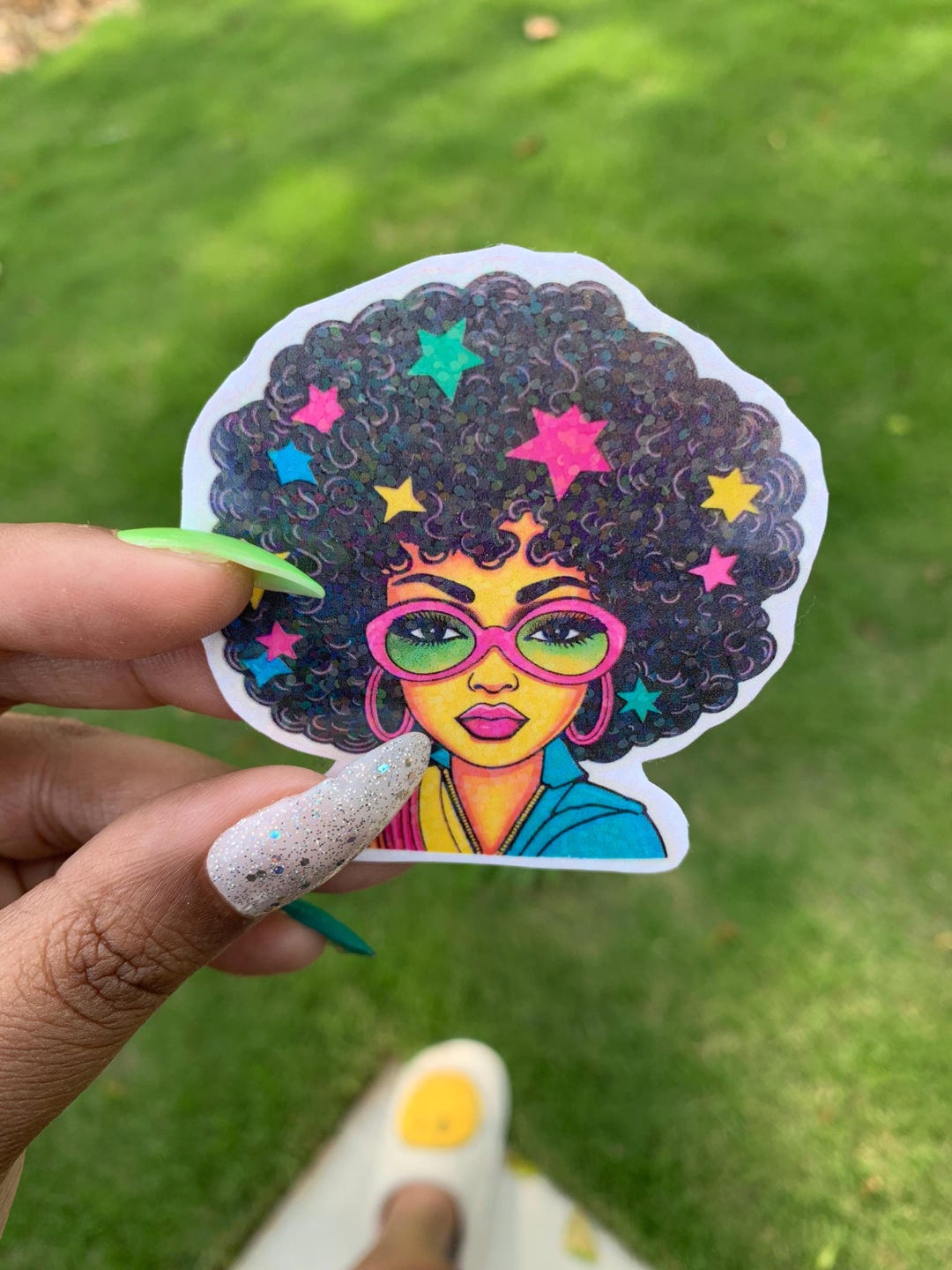 Afro Star Baddie Sticker, Black Girl Sticker,black Woman Art,black Girl ...