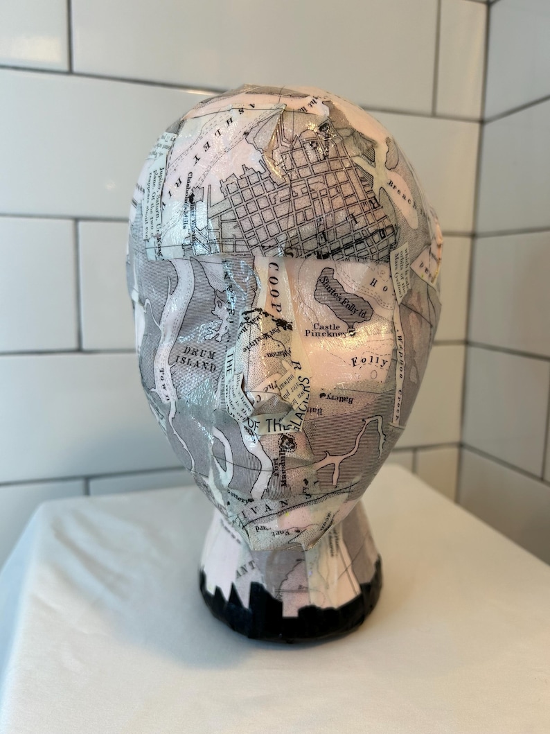Styrofoam Mannequin Head That is Decoupaged - Etsy