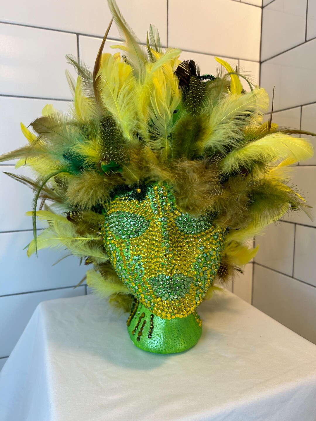 Styrofoam Mannequin Bust That is Painted, Bedazzled and Feathered - Etsy