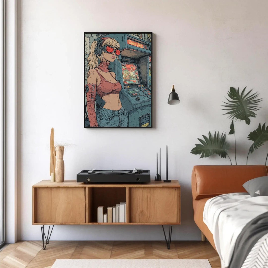 Retro Arcade Gamer Girl | Vintage Wall Art, Retro Futurism, Science ...