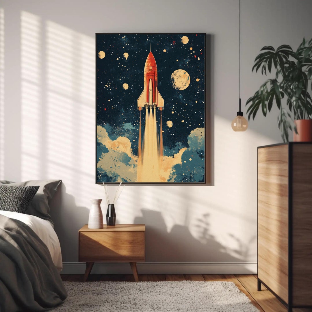 Rocket Space Race | Minimalist Wall Art, Retro Futurism, Science ...