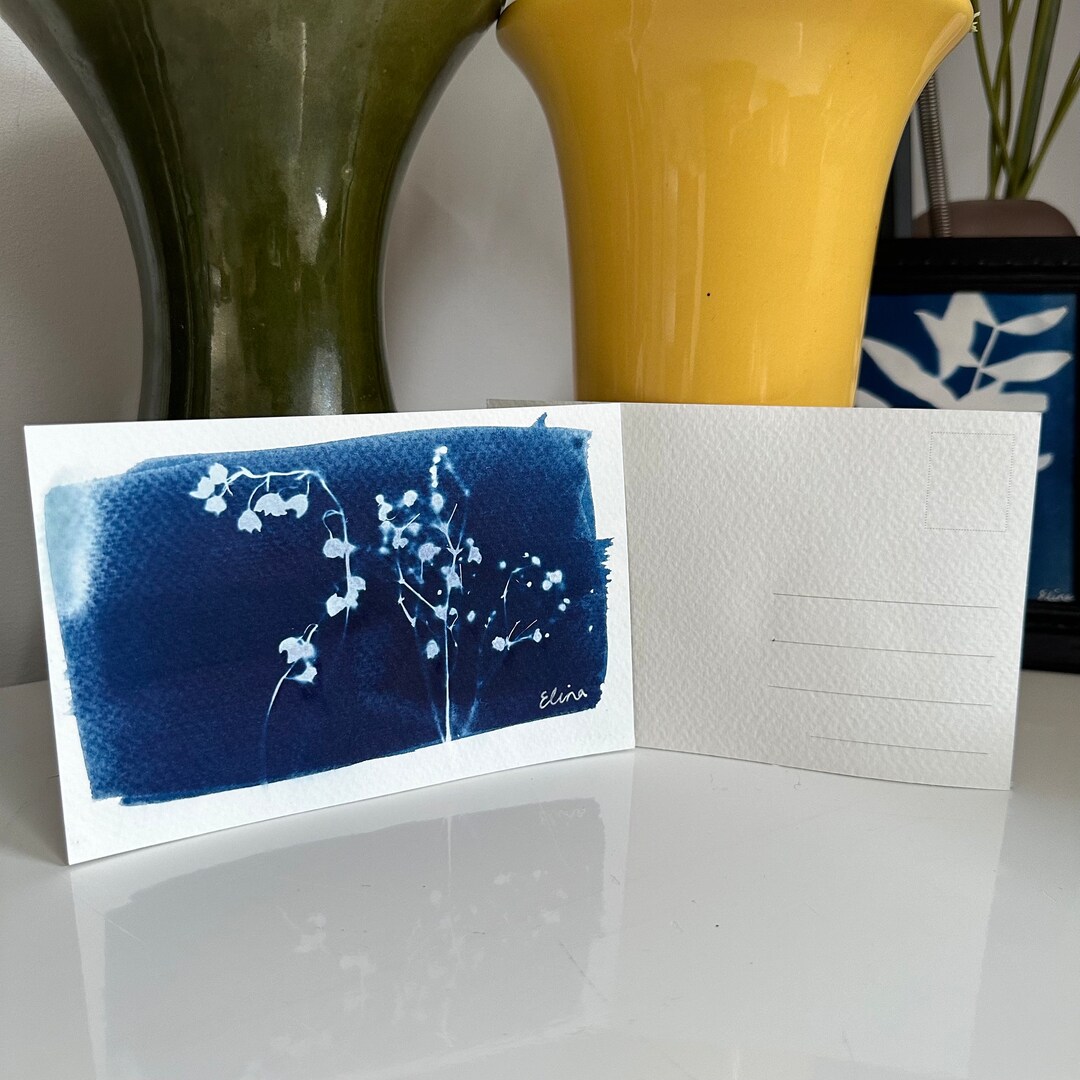 Cyanotype Postcard With Various Flowers and Foliage - Etsy