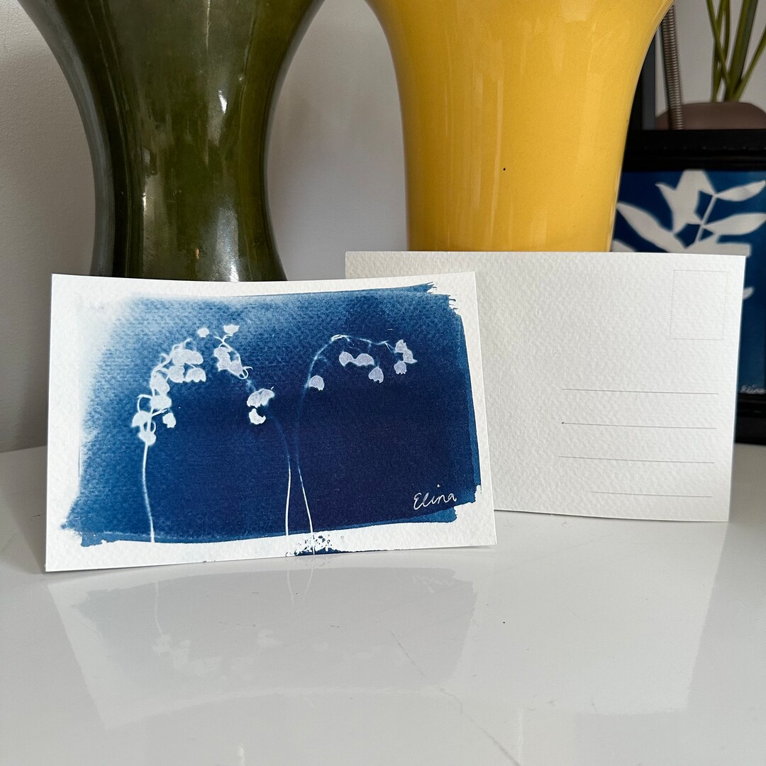 Cyanotype Postcard With Various Flowers and Foliage - Etsy