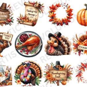 Thanksgiving Clipart Bundle - 77 PNG Grateful Festive Images | Harvest ...