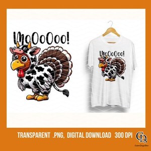 Turkey Moo Funny Thanksgiving PNG | Quirky Holiday Clipart for ...