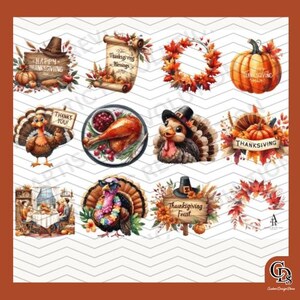Thanksgiving Clipart Bundle - 77 PNG Grateful Festive Images | Harvest ...