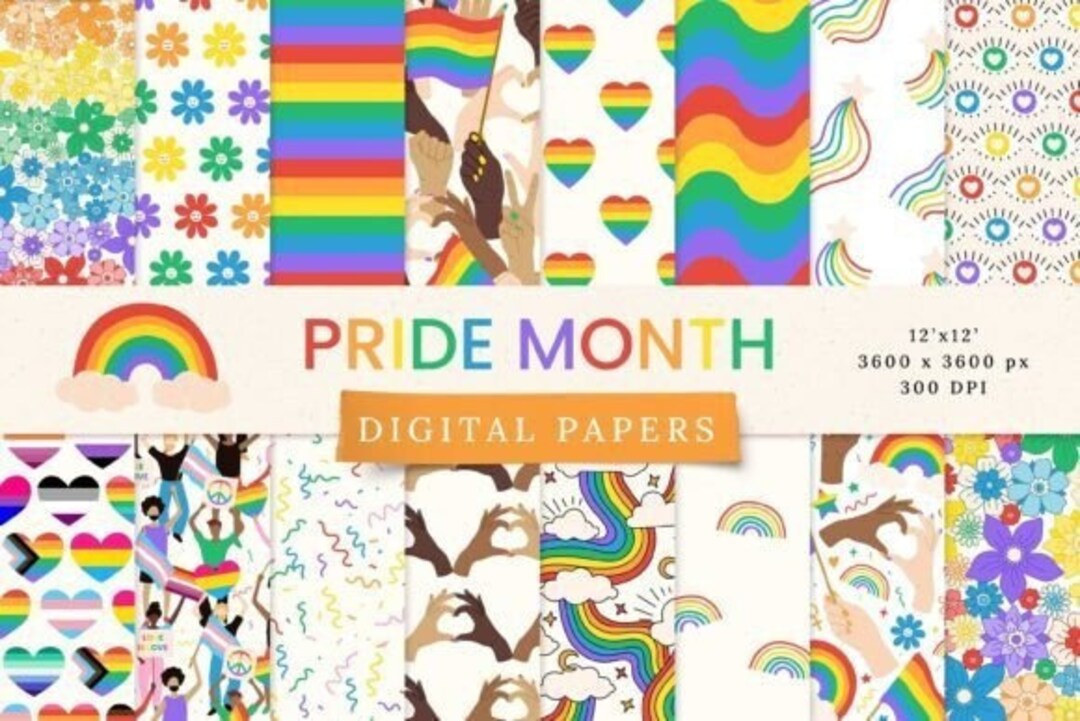 Pride Month Patterns | LGBTQ Seamless Patterns | Pride Digital Papers ...